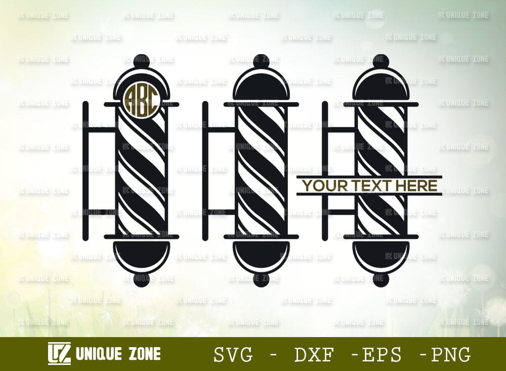 Barbers Pole Monogram SVG Cut File, Barber Light Svg, Hairdresser Svg ...