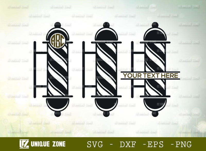 Barbers Pole Monogram SVG Cut File, Barber Light Svg, Hairdresser Svg ...
