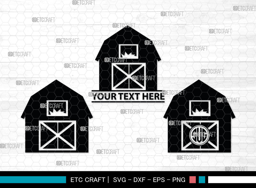 Barn House Monogram, Barn House Silhouette, Barn House SVG, Farm Barn ...