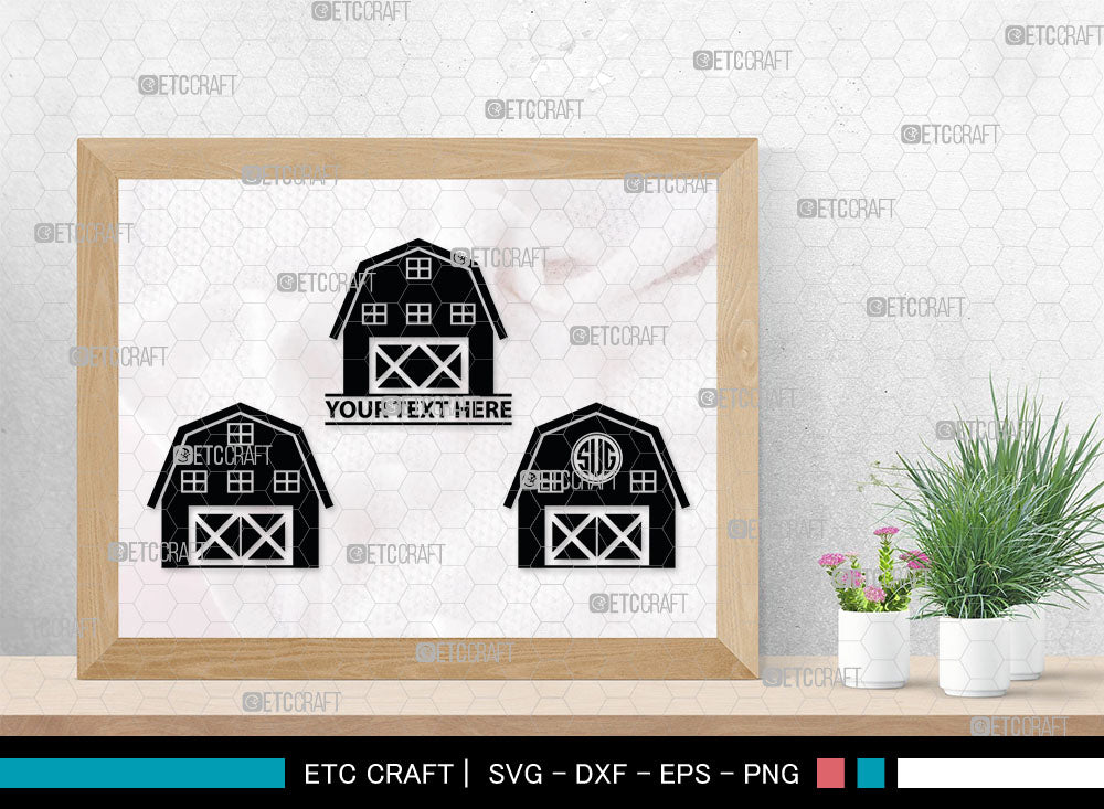 Barn House Monogram, Barn House Silhouette, Barn House SVG, Farm Barn ...