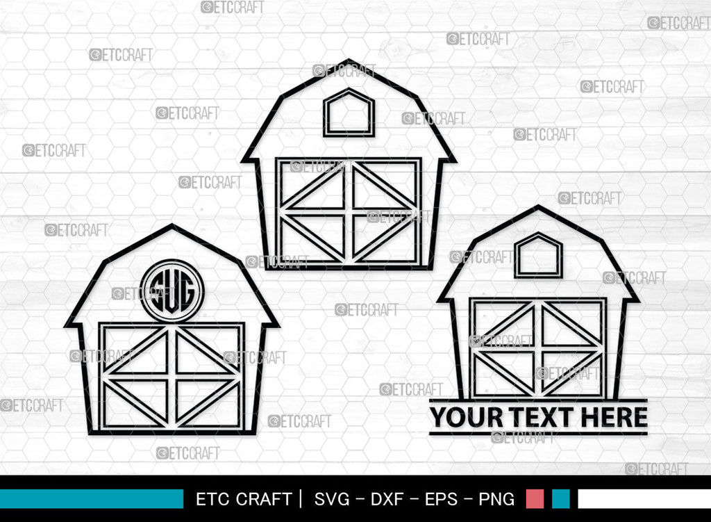 Barn House Monogram, Barn House Silhouette, Barn House SVG, Farm Barn ...