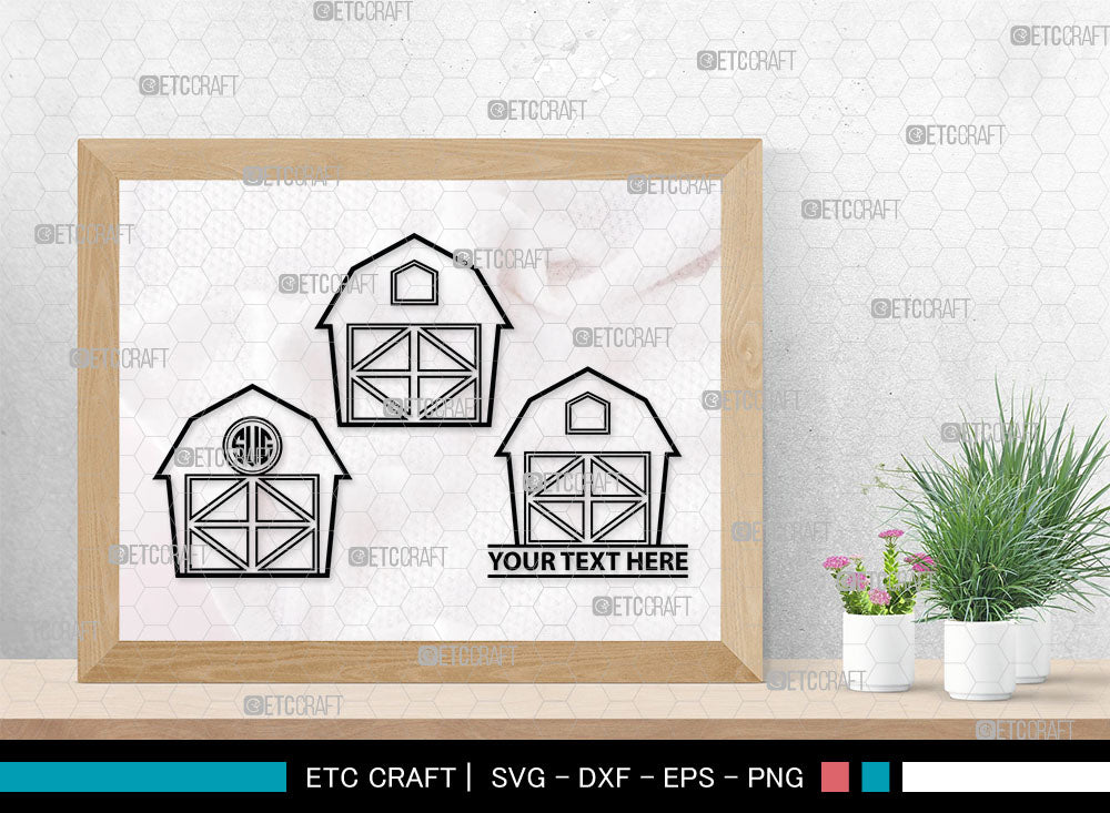 Barn House Monogram, Barn House Silhouette, Barn House SVG, Farm Barn ...