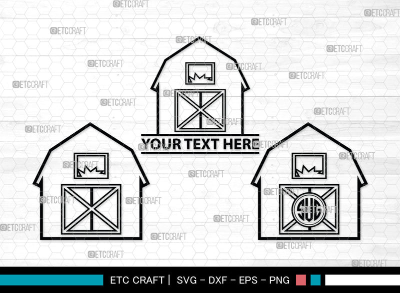 Barn House Monogram, Barn House Silhouette, Barn House SVG, Farm Barn ...