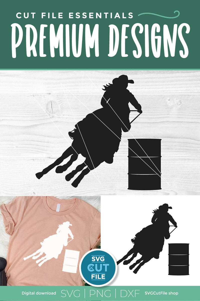 Barrel Racing svg-Barrel Racer SVG with Cowgirl in a Rodeo - So Fontsy