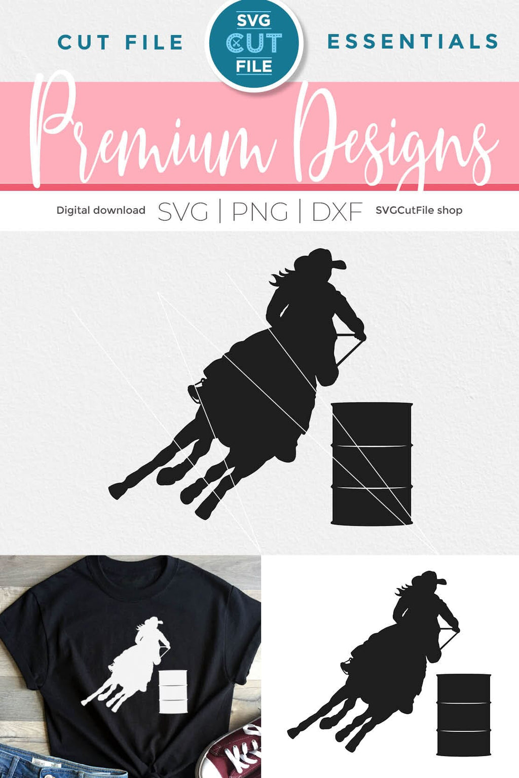 Barrel Racing svg-Barrel Racer SVG with Cowgirl in a Rodeo - So Fontsy