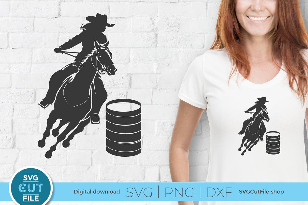 Barrel Racer svg-Barrel Racing SVG with Cowgirl in a Rodeo - So Fontsy