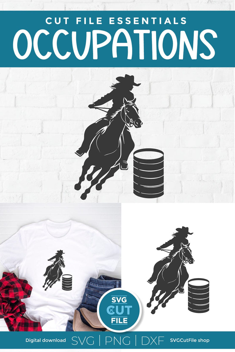 Barrel Racer svg-Barrel Racing SVG with Cowgirl in a Rodeo - So Fontsy