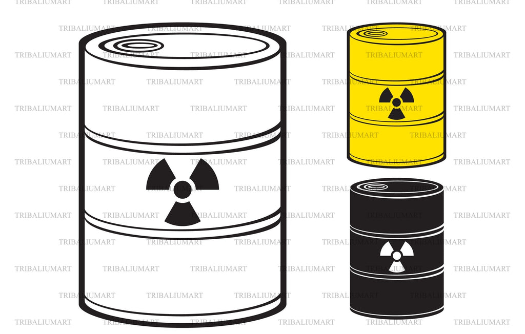 Barrels with nuclear waste (radioactive). Cut files for Cricut. Clip ...
