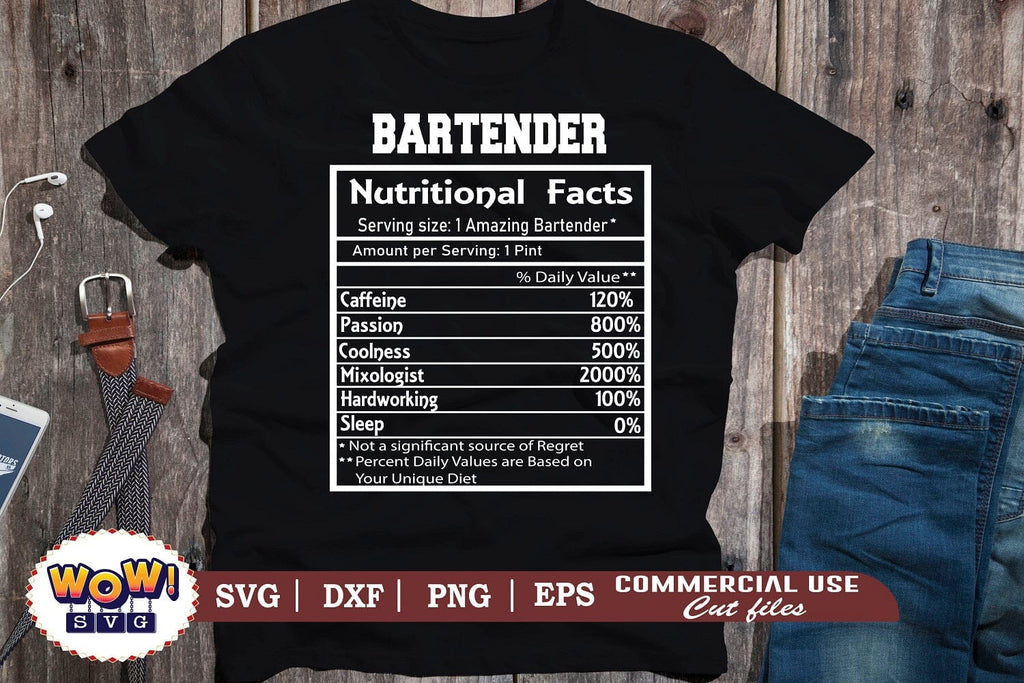Bartender nutritional facts svg dxf png, Bartender svg files for cricut ...