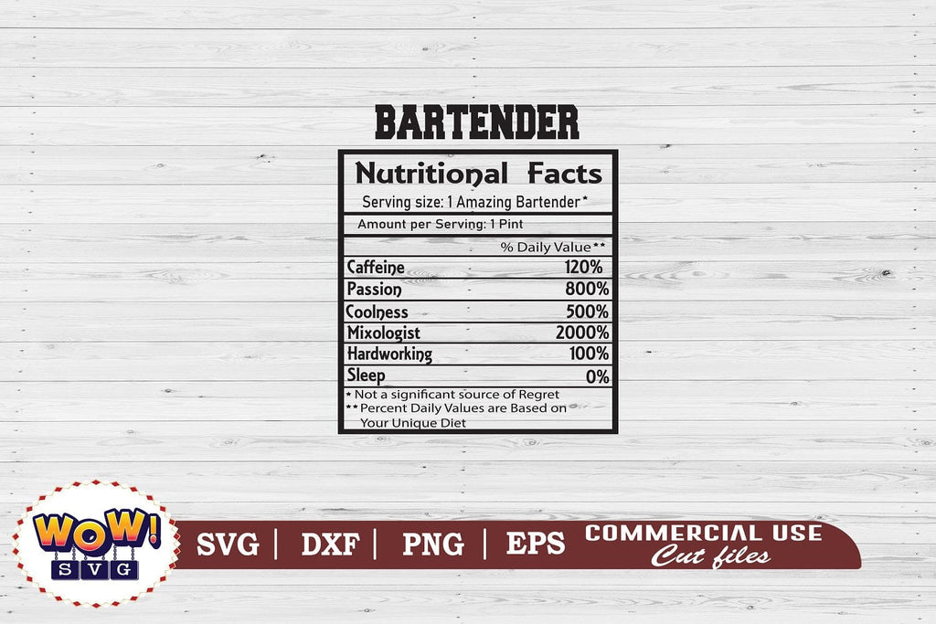 Bartender nutritional facts svg dxf png, Bartender svg files for cricut ...