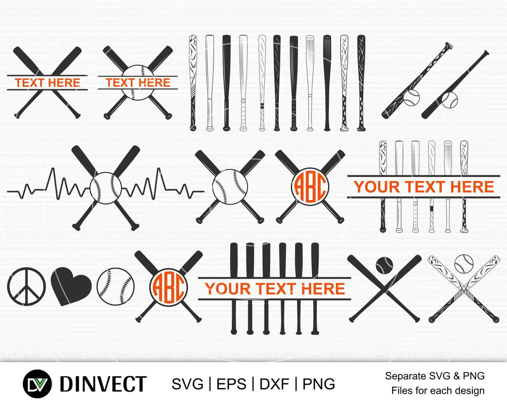 Baseball bat Svg, Baseball bat Bundle, Baseball Logo, Baseball monogram ...