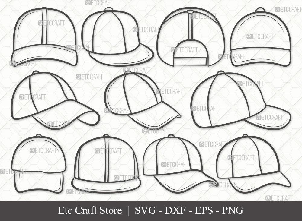 Baseball Hat Outline SVG Cut File | Baseball Cap Svg | Cap Svg ...