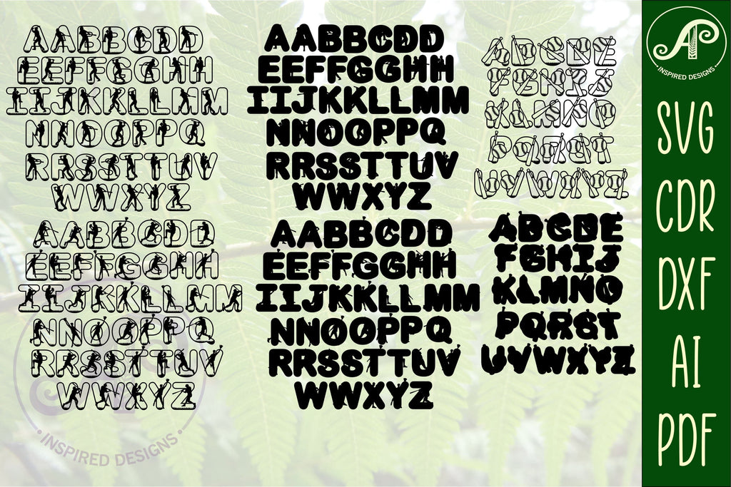 Baseball letters alphabet set. 114 layered letters. - So Fontsy