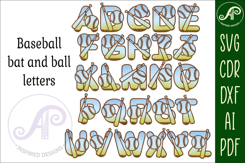 Baseball letters alphabet set. 114 layered letters. - So Fontsy