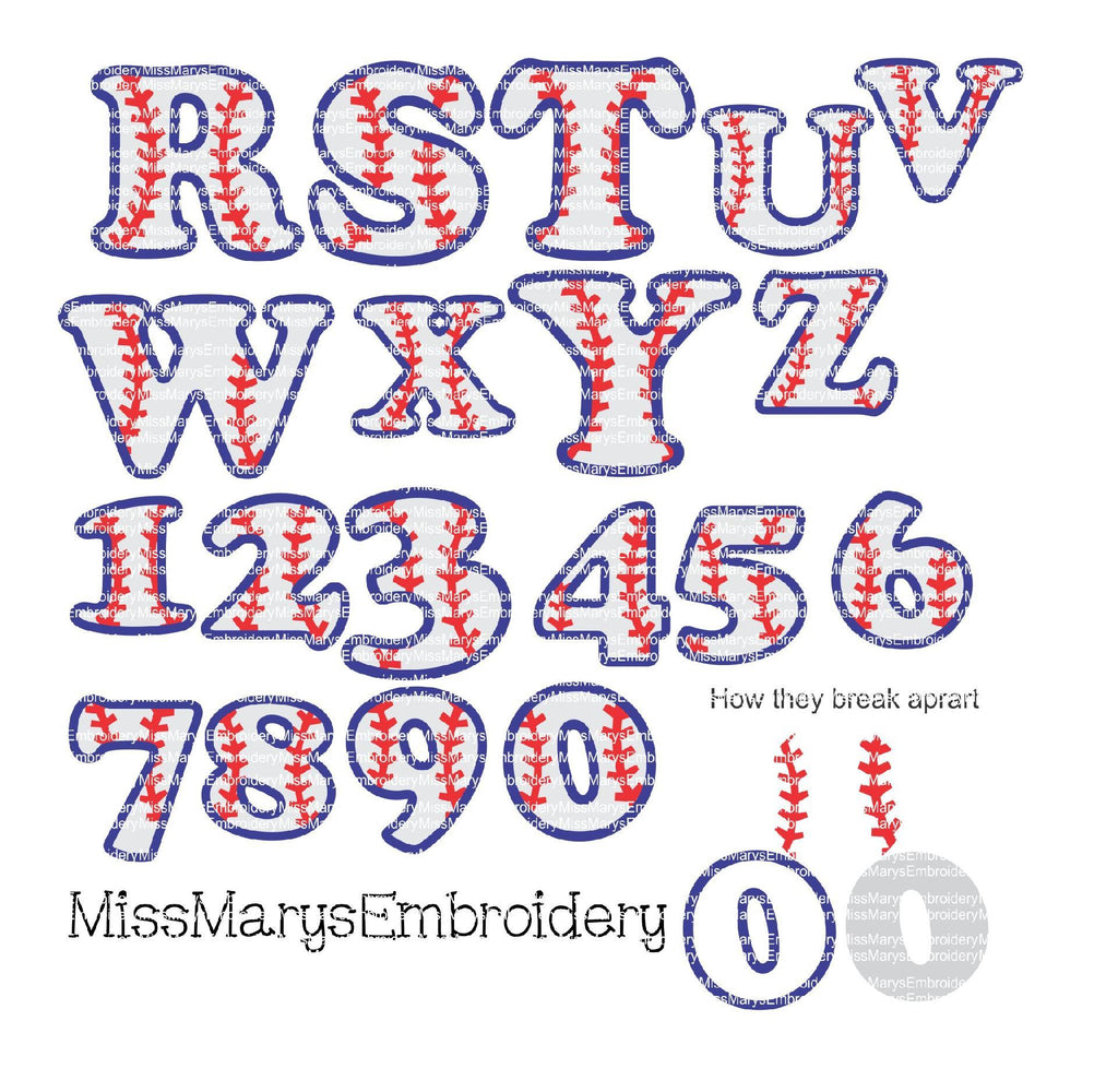 Baseball Letters & Numbers - So Fontsy