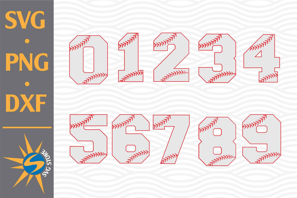 Baseball Numbers SVG, PNG, DXF Digital Files Include - So Fontsy