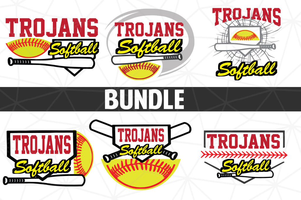 Baseball-Softball Trojans T shirt design Bundle - So Fontsy