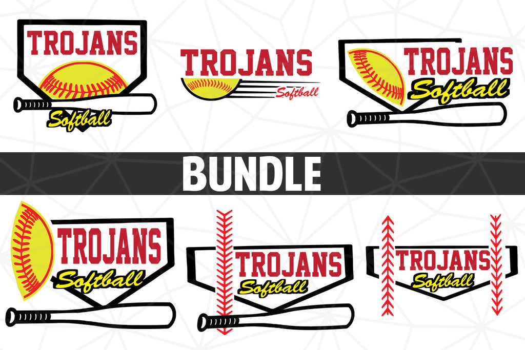 Baseball-Softball Trojans T shirt design Bundle - So Fontsy