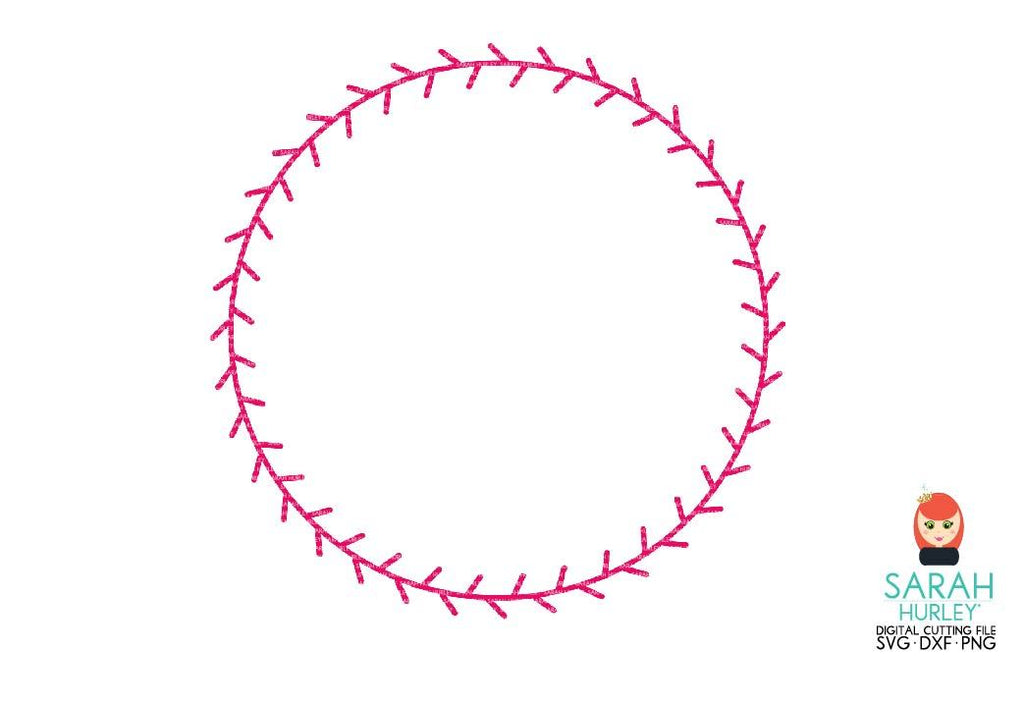 Baseball Stitch Circle Frame - So Fontsy