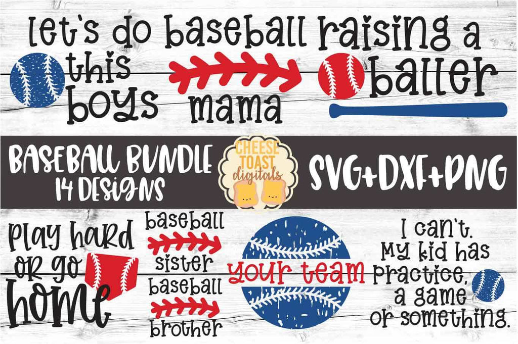 Baseball SVG Bundle - 14 Designs SVG PNG DXF Cut Files - So Fontsy