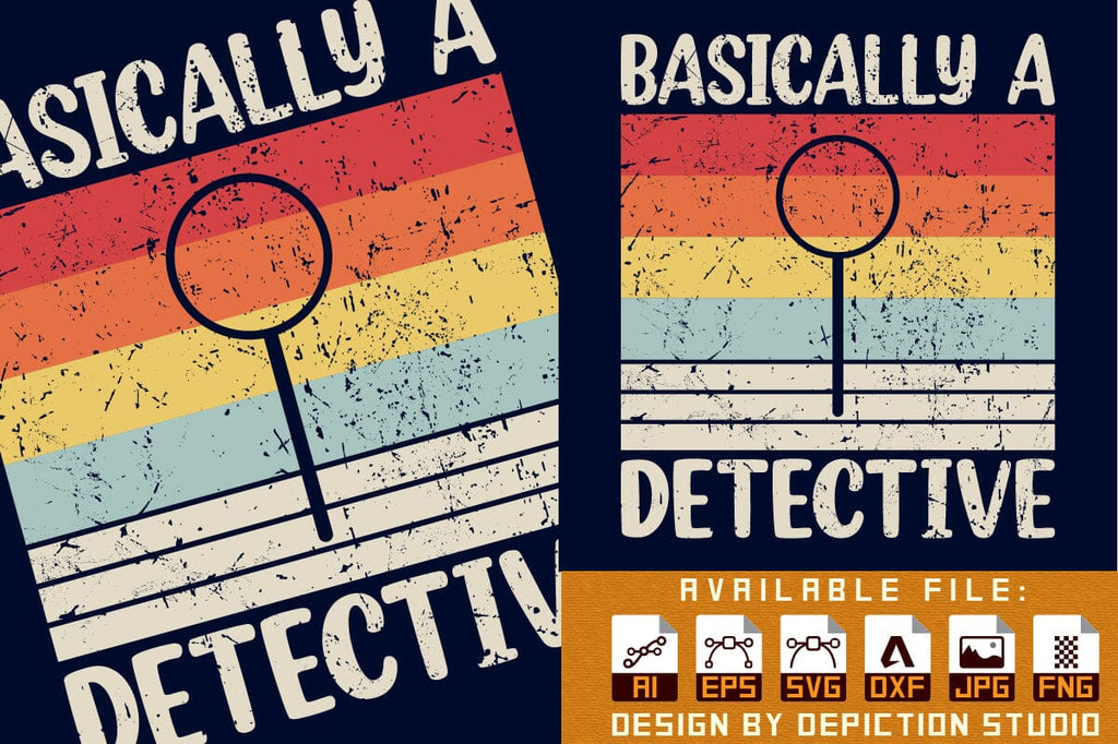 Basically A Detective T-Shirt, Retro vintage sunset background Kids ...