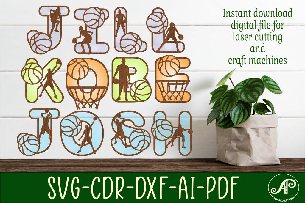 Basketball letters alphabet set. 112 layered letters. - So Fontsy