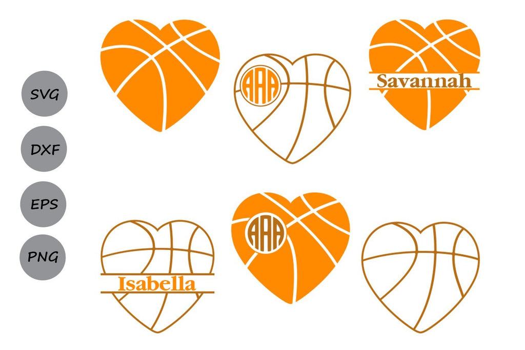 Basketball Monogram| Basketball Heart SVG Cut Files - So Fontsy