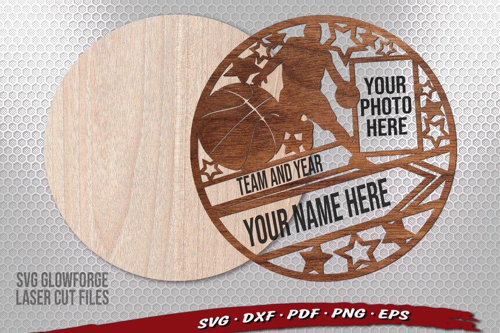 Basketball SVG Laser Cut Files | Monogram Picture Frame SVG - So Fontsy