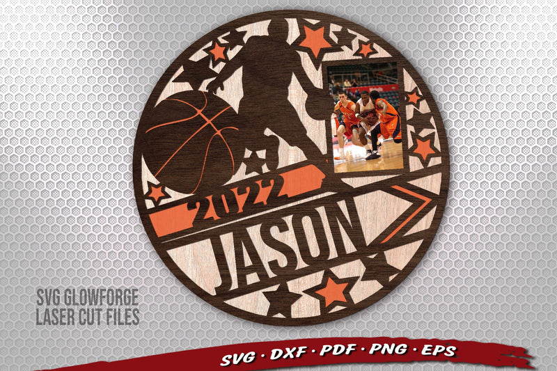 Basketball SVG Laser Cut Files | Monogram Picture Frame SVG - So Fontsy