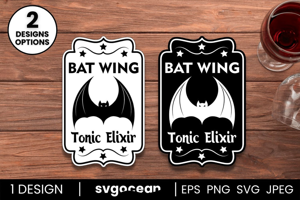 Bat Wing Bottle Labels Svg - So Fontsy