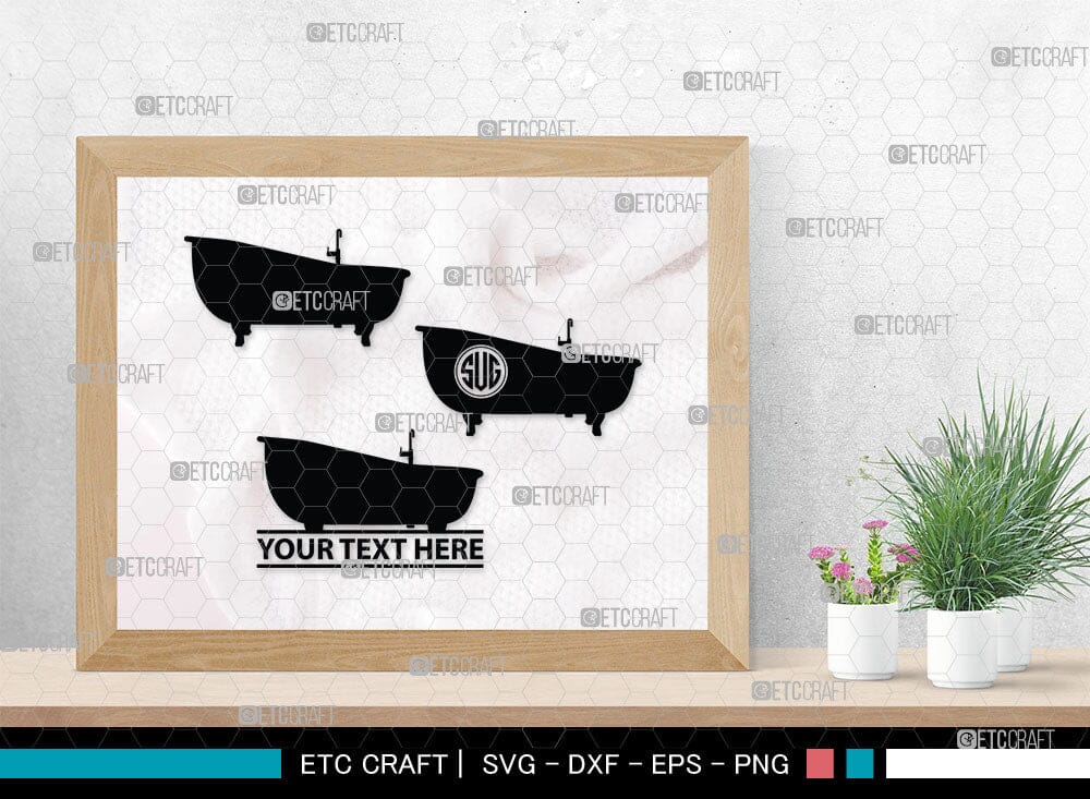 Bath Tub Monogram, Bath Tub Silhouette, Bath Tub Svg, Bathing Svg, Bath ...