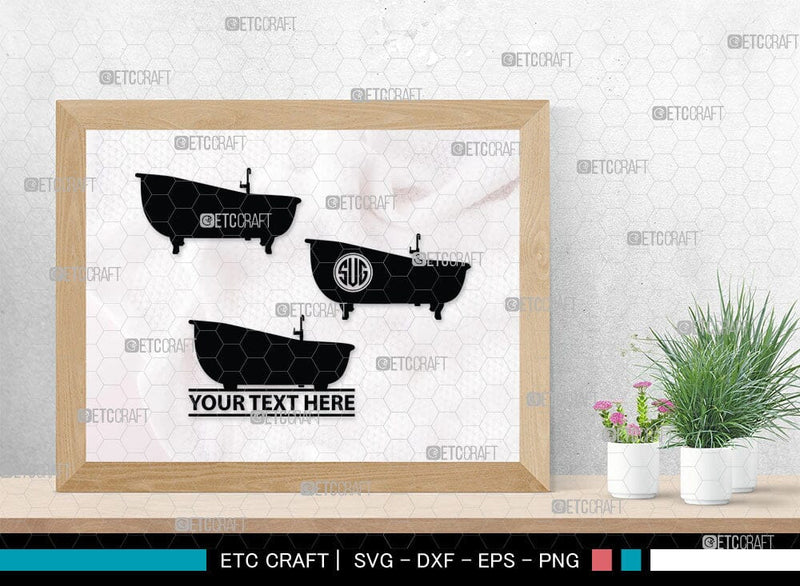 Bath Tub Monogram, Bath Tub Silhouette, Bath Tub Svg, Bathing Svg, Bath ...