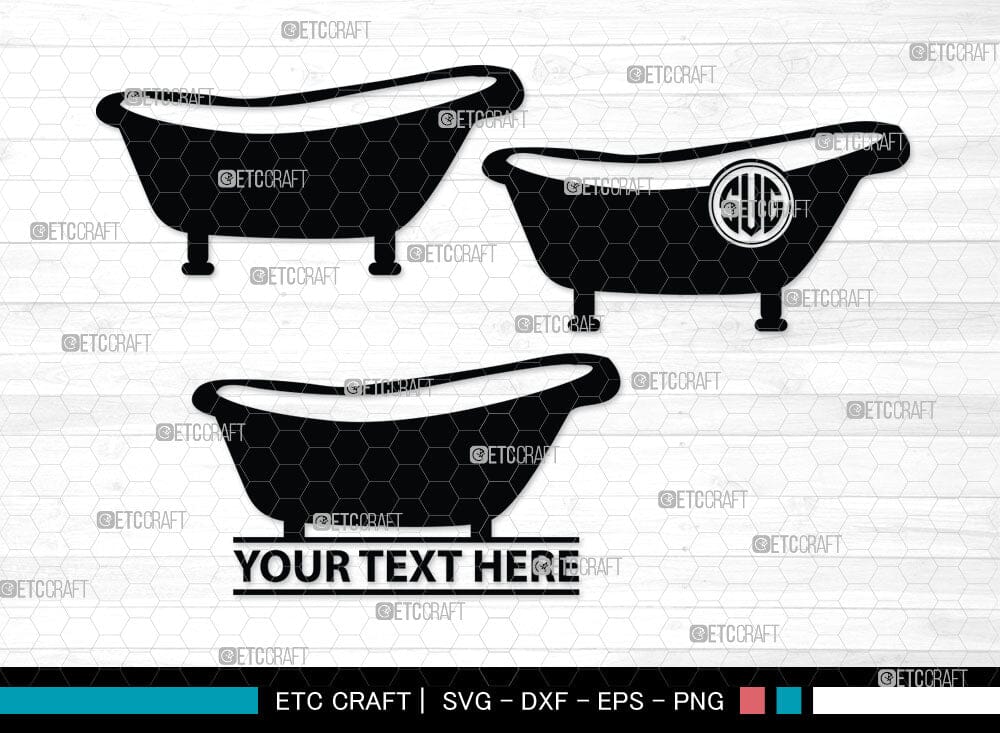 Bath Tub Monogram, Bath Tub Silhouette, Bath Tub Svg, Bathing Svg, Bath ...