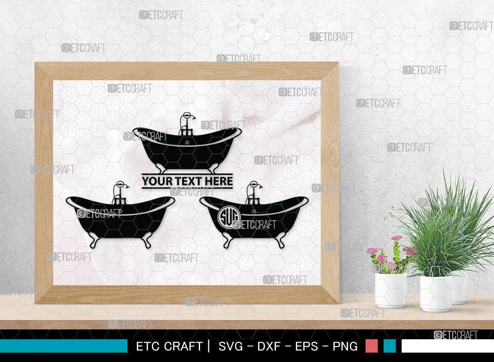 Bath Tub Monogram, Bath Tub Silhouette, Bath Tub Svg, Bathing Svg, Bath ...