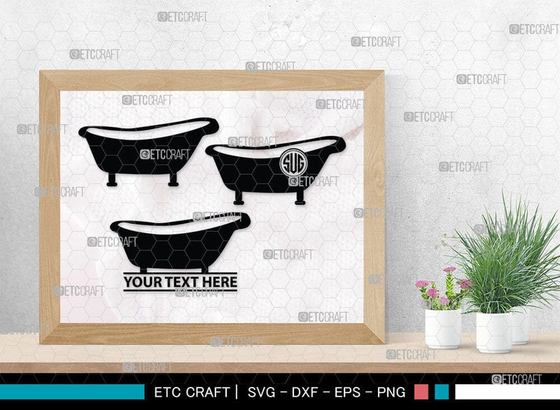 Bath Tub Monogram, Bath Tub Silhouette, Bath Tub Svg, Bathing Svg, Bath ...