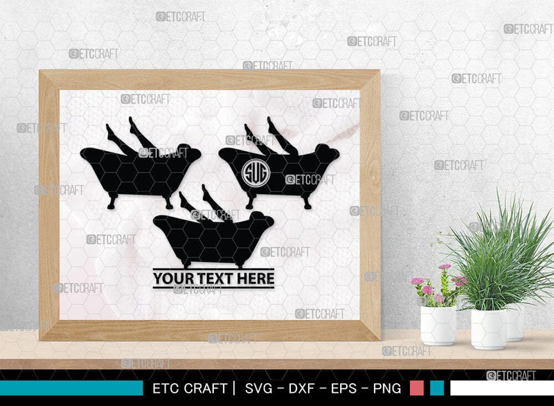 Bath Tub Monogram, Bath Tub Silhouette, Bath Tub Svg, Bathing Svg, Bath ...