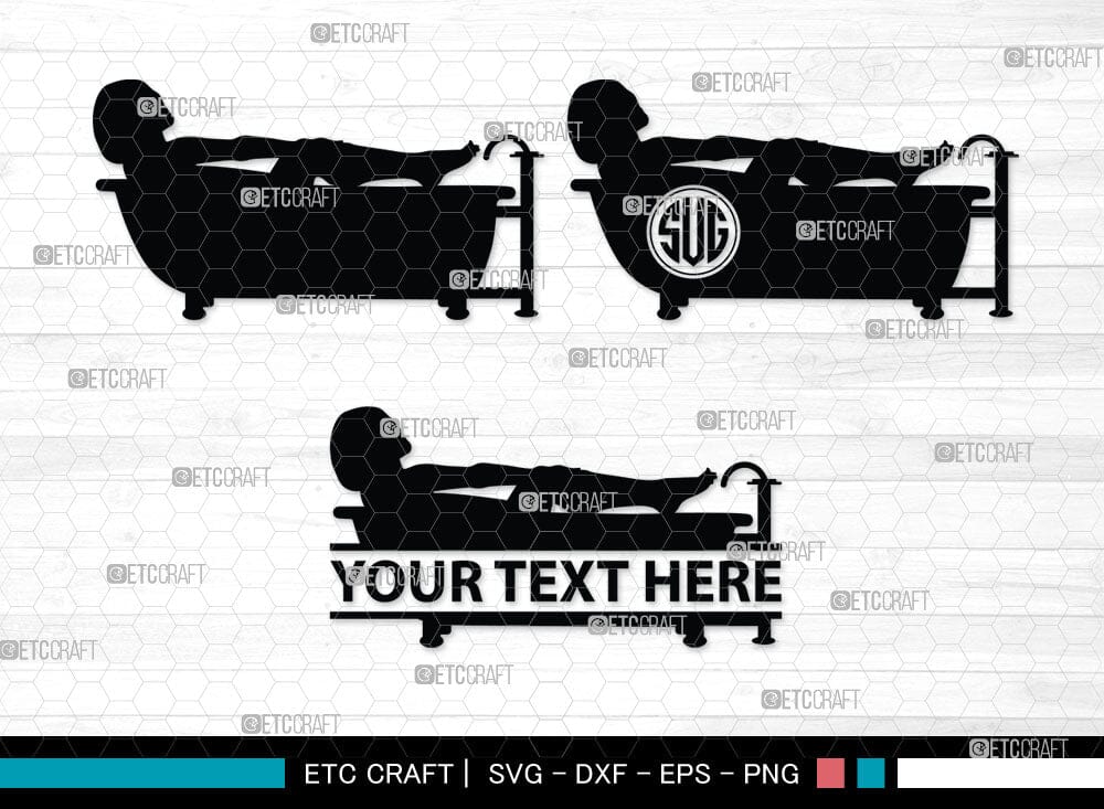 Bath Tub Monogram, Bath Tub Silhouette, Bath Tub Svg, Bathing Svg, Bath ...