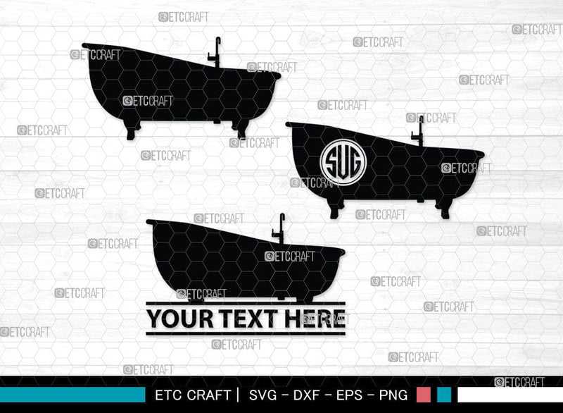 Bath Tub Monogram, Bath Tub Silhouette, Bath Tub Svg, Bathing Svg, Bath ...