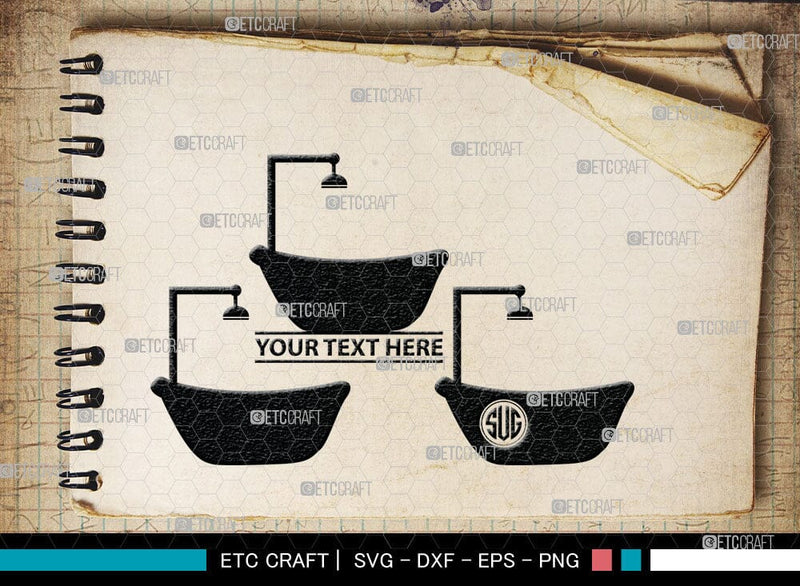 Bath Tub Monogram, Bath Tub Silhouette, Bath Tub Svg, Bathing Svg, Bath ...