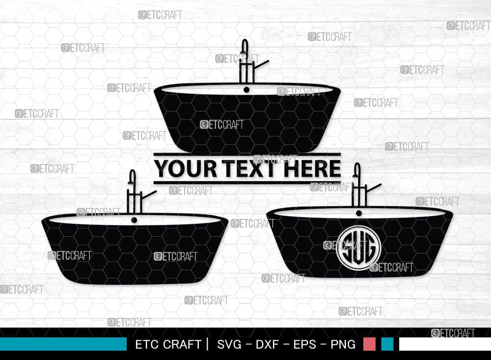 Bath Tub Monogram, Bath Tub Silhouette, Bath Tub Svg, Bathing Svg, Bath ...