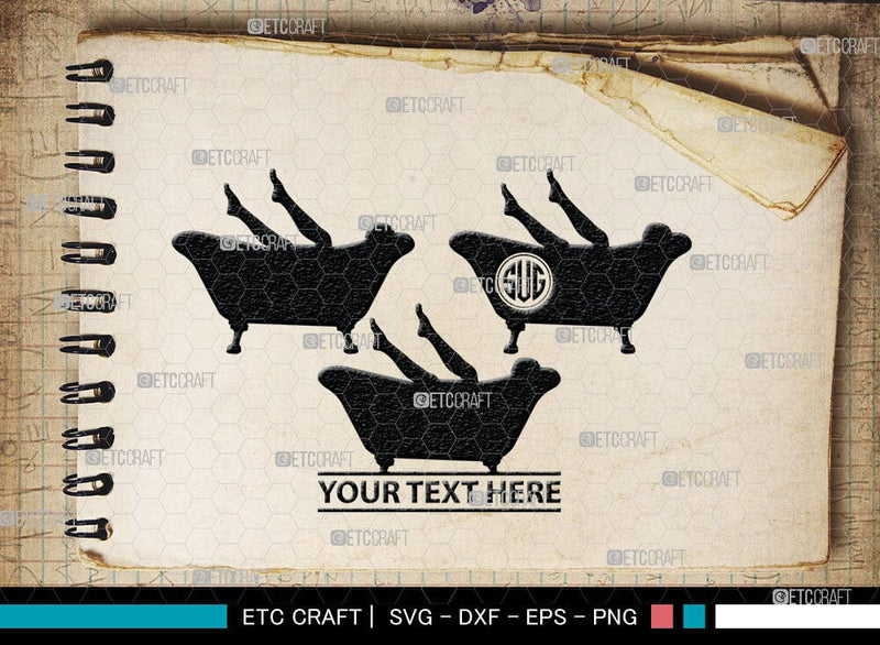 Bath Tub Monogram, Bath Tub Silhouette, Bath Tub Svg, Bathing Svg, Bath ...