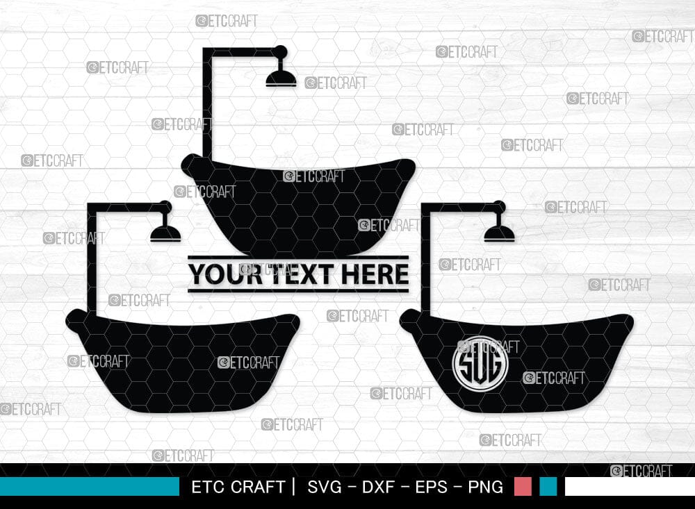 Bath Tub Monogram, Bath Tub Silhouette, Bath Tub Svg, Bathing Svg, Bath ...