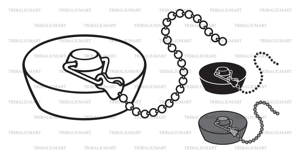 Bathroom Basin Plug & Chain. Cut files for Cricut. Clip Art silhouettes ...