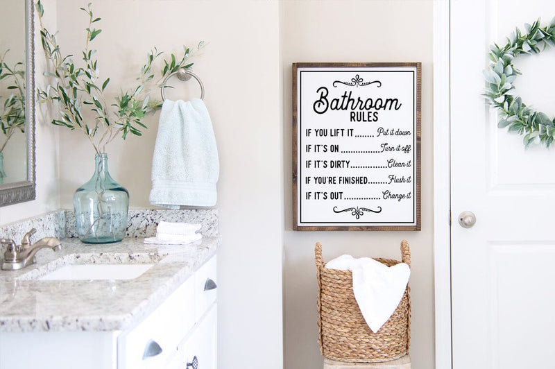 Bathroom Rules Farmhouse Sign SVG - So Fontsy