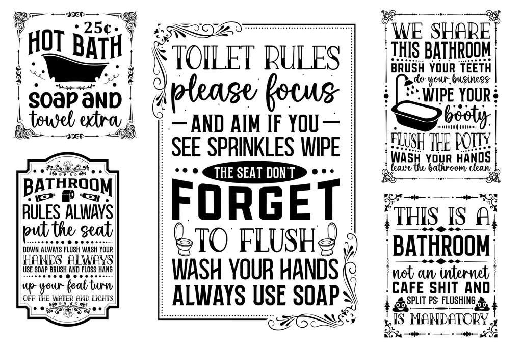 Bathroom Signs SVG Bundle - So Fontsy