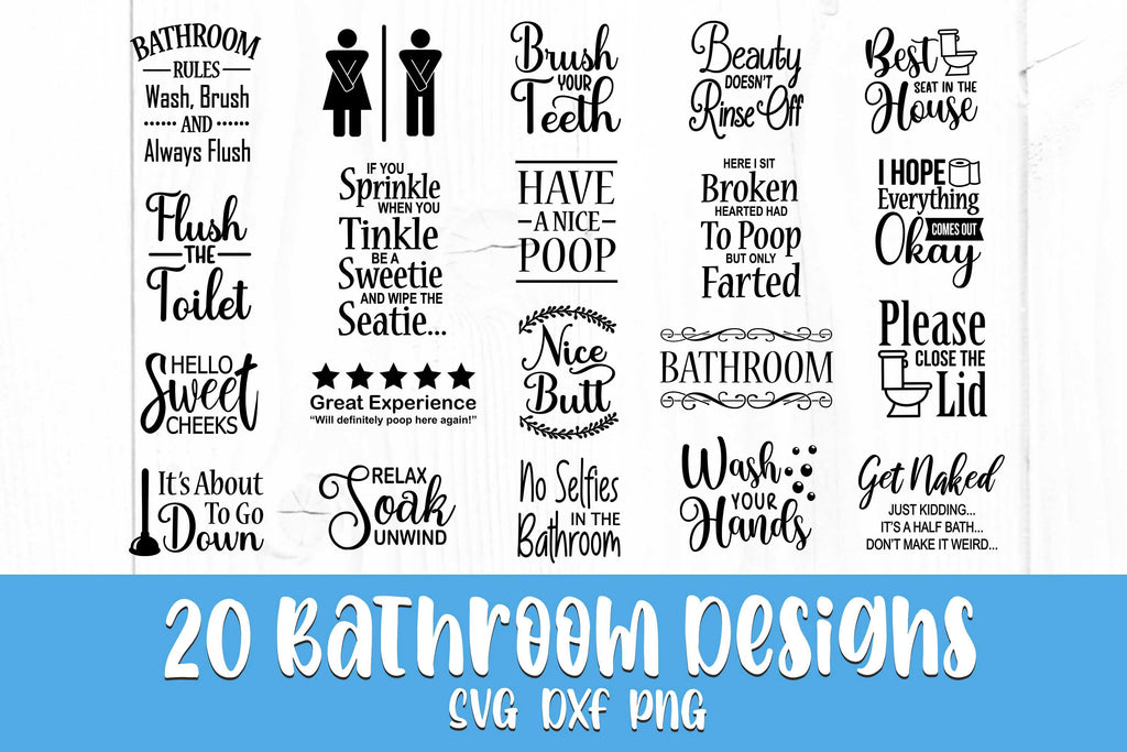 Bathroom Svg Bundle, Bathroom Sign Svg, Washroom Svg - So Fontsy
