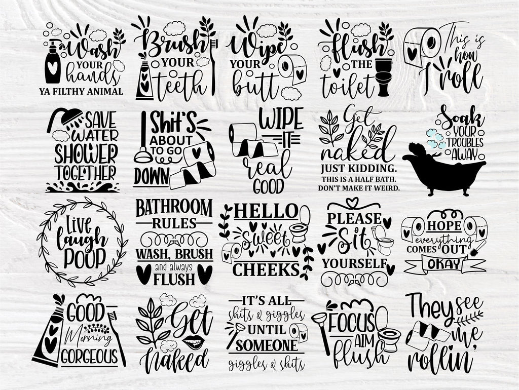 Bathroom SVG Bundle, Bathroom Signs, Svg Cut Files - So Fontsy