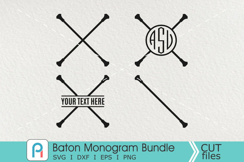 Baton Monogram Svg, Baton Svg, Baton Clip Art, Baton Vector - So Fontsy