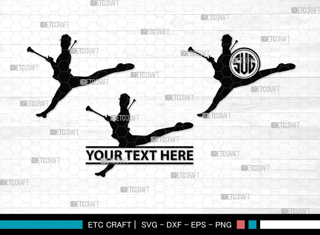 Baton Twirling Monogram, Baton Twirling Silhouette, Baton Twirling SVG ...