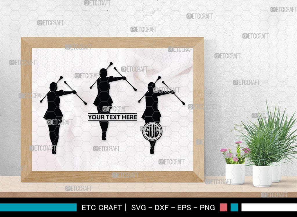 Baton Twirling Monogram, Baton Twirling Silhouette, Baton Twirling SVG ...